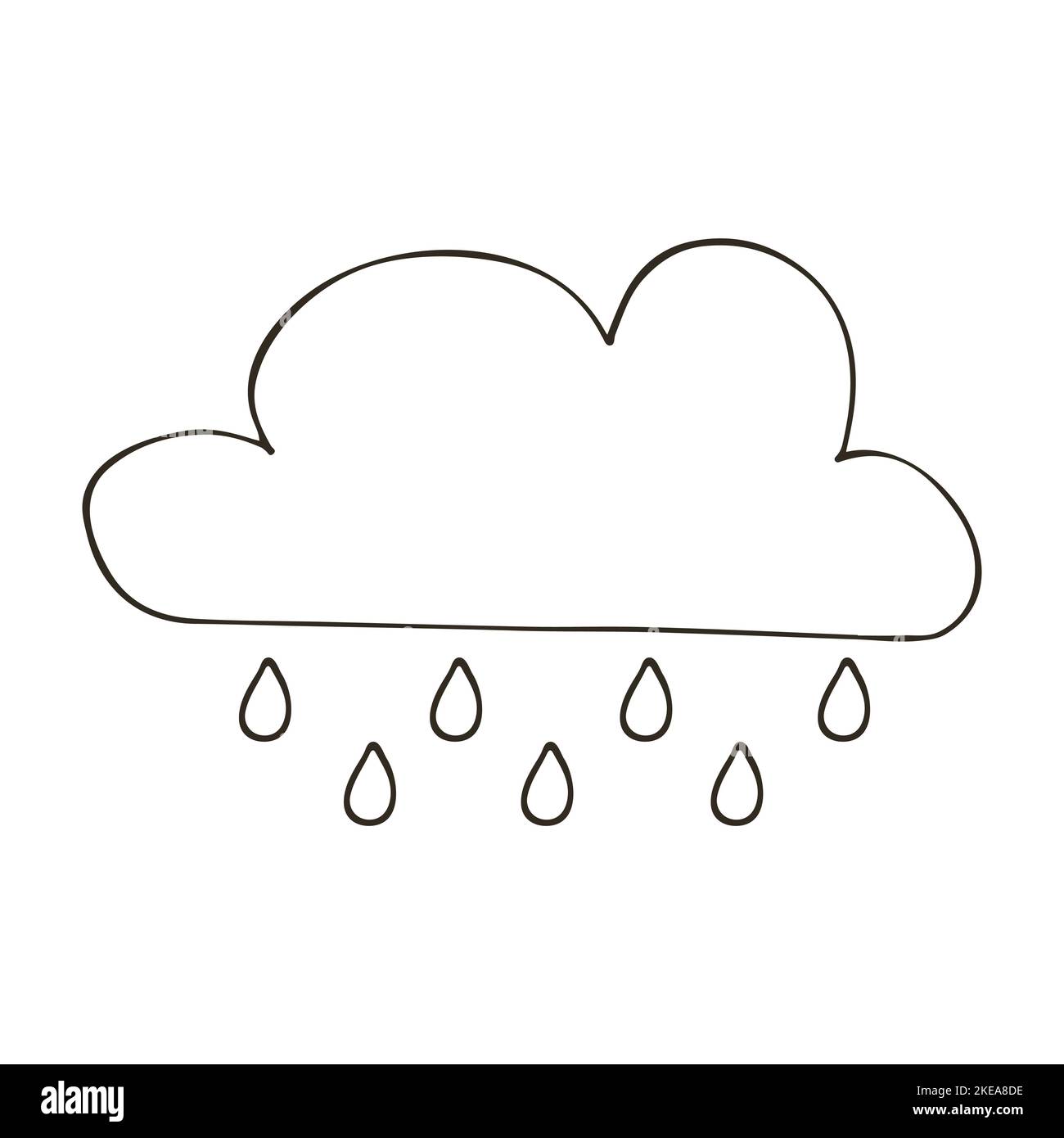 Illustration in hand drawn style. Cloud with rain. Monochrome drawing ...