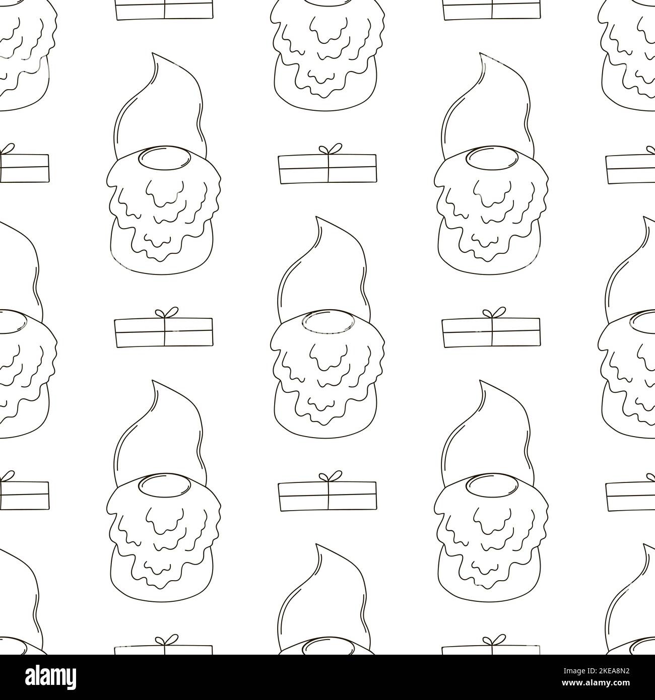 Hand draw style. Monochrome pattern with scandinavian gnomes. Can be ...
