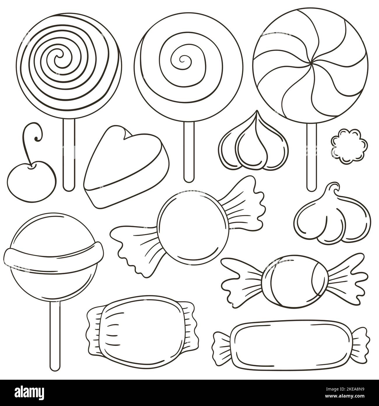 Coloring. Set of vector illustrations in hand draw style. Collection of ...