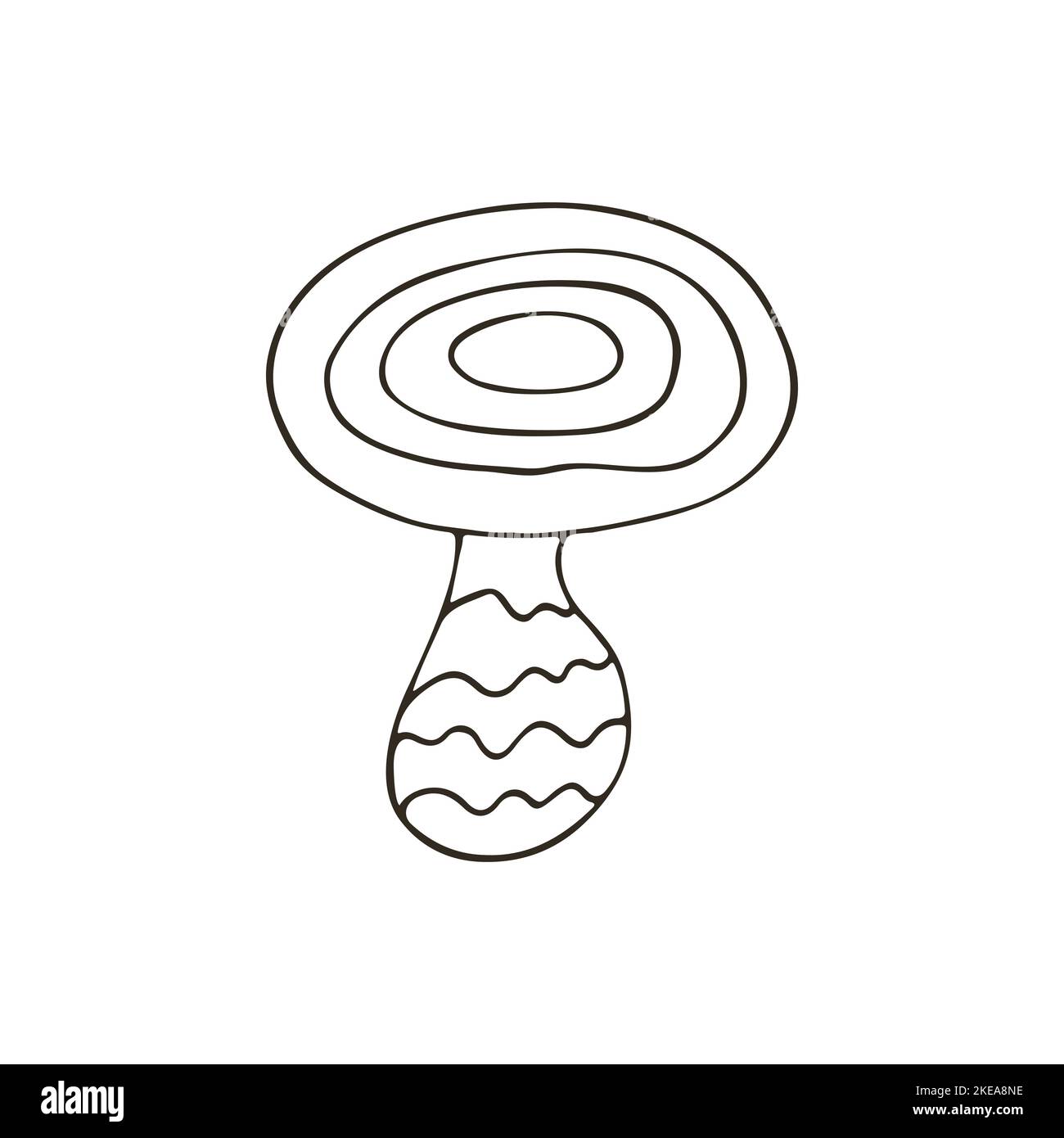 Fairy mushroom. Autumn illustration in hand drawn style. Monochrome ...