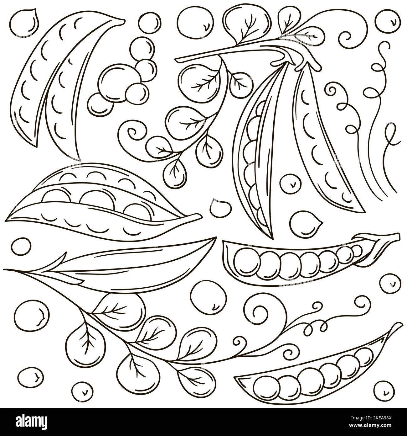 Set of vector illustrations in hand drawn style. Coloring poster with ...