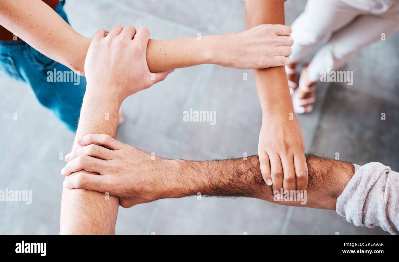 Hands, people and support with trust, teamwork and collaboration ...