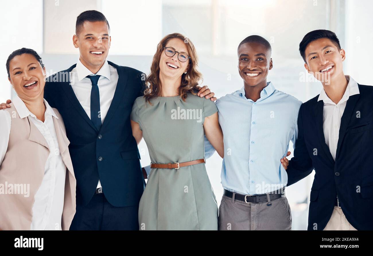 Teamwork, diversity and portrait of business people in collaboration ...