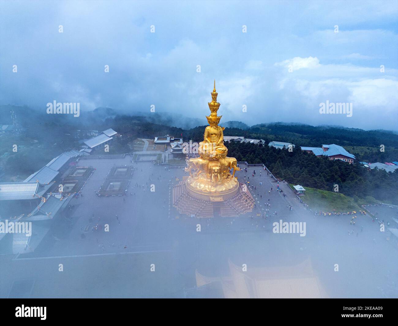 Aerial photos show autumn views of Mountain emei Jinding in Leshan City ...