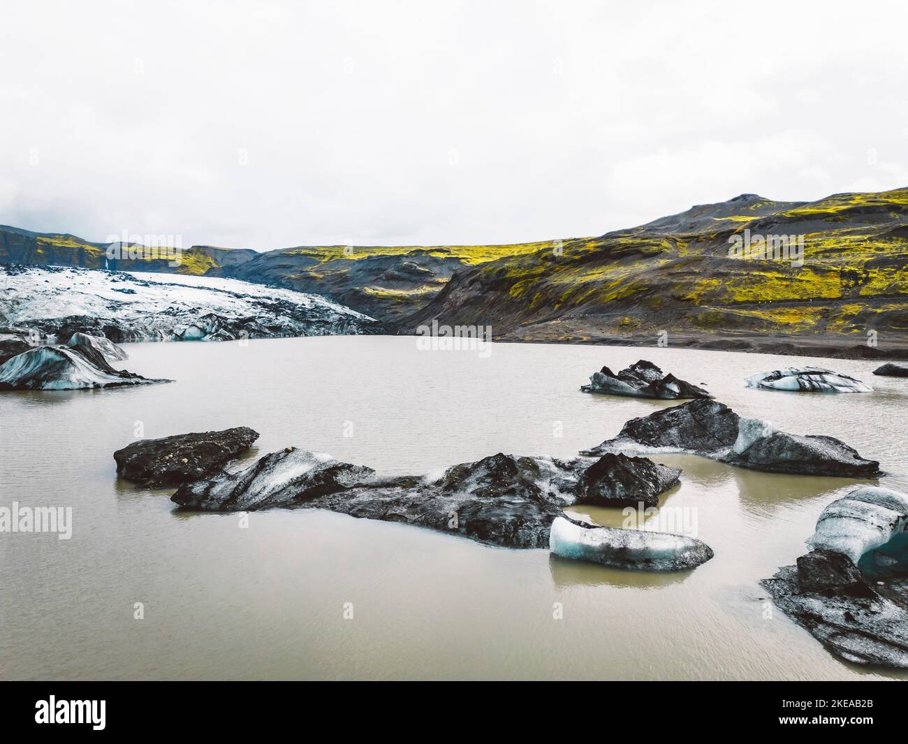 Icelandic glacier lagoon bay with icebergs flowing into the sea Stock ...