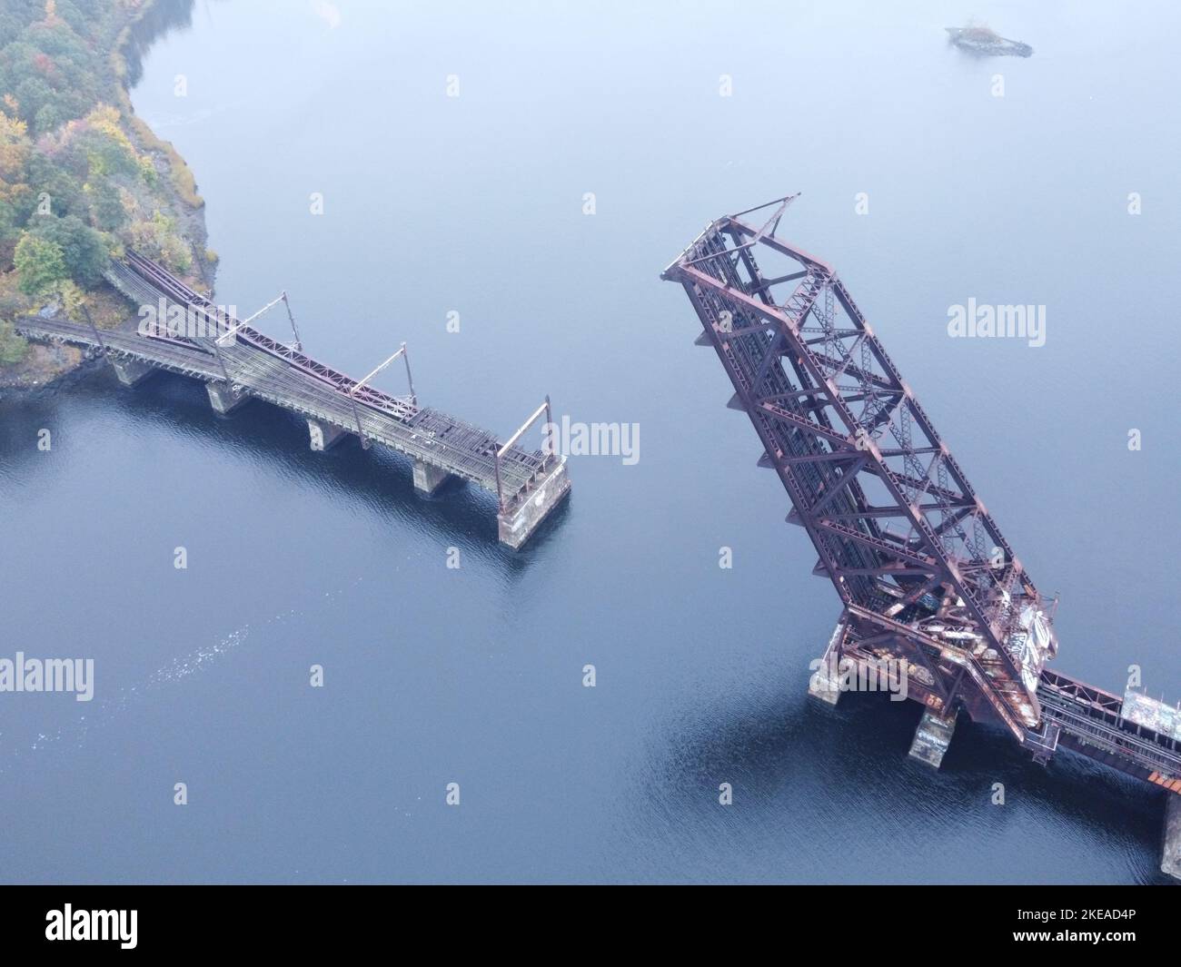 A scenic high-angle view of the Crook Point Bascule Bridge Stock Photo ...