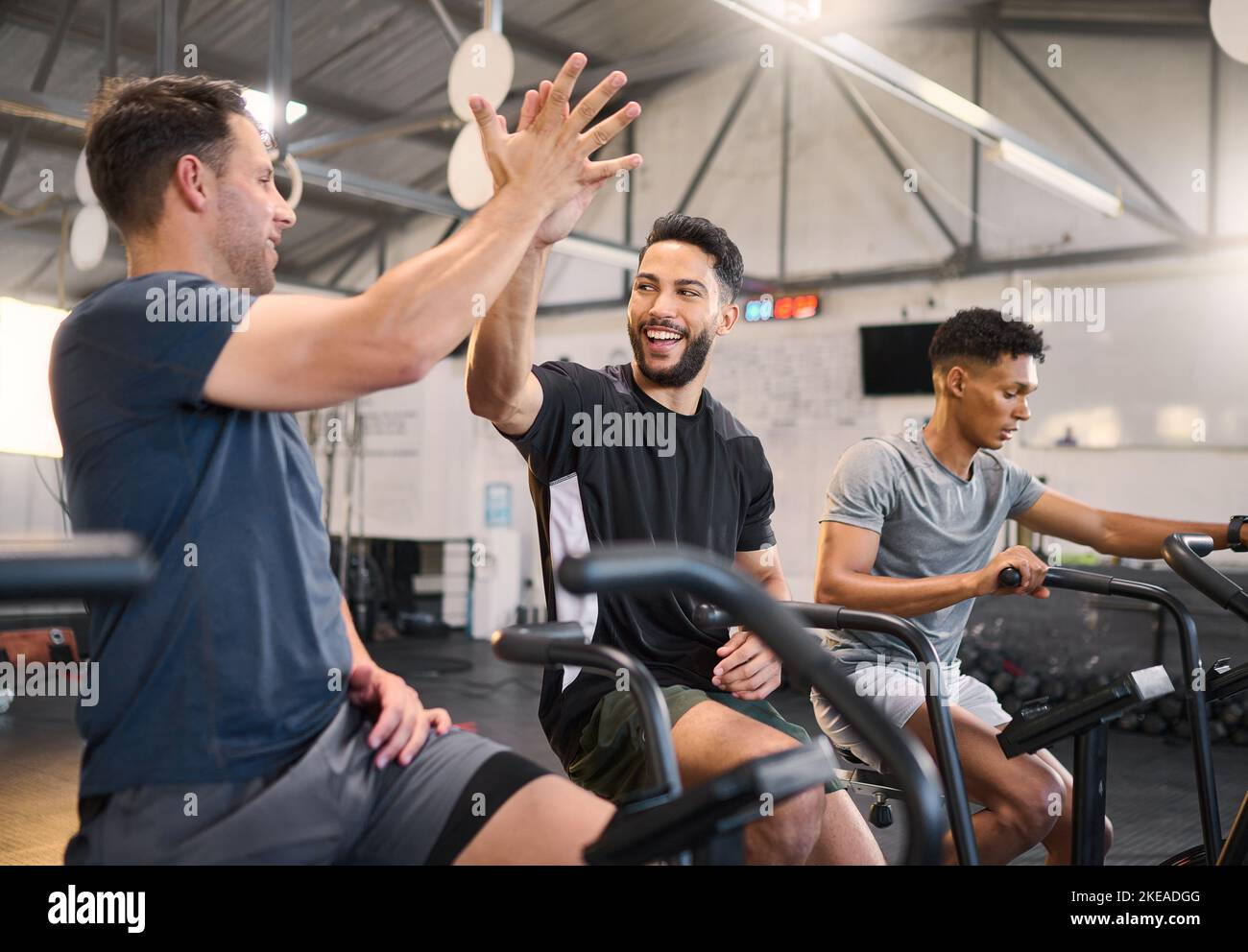 Men high five workout fitness hi-res stock photography and images - Alamy