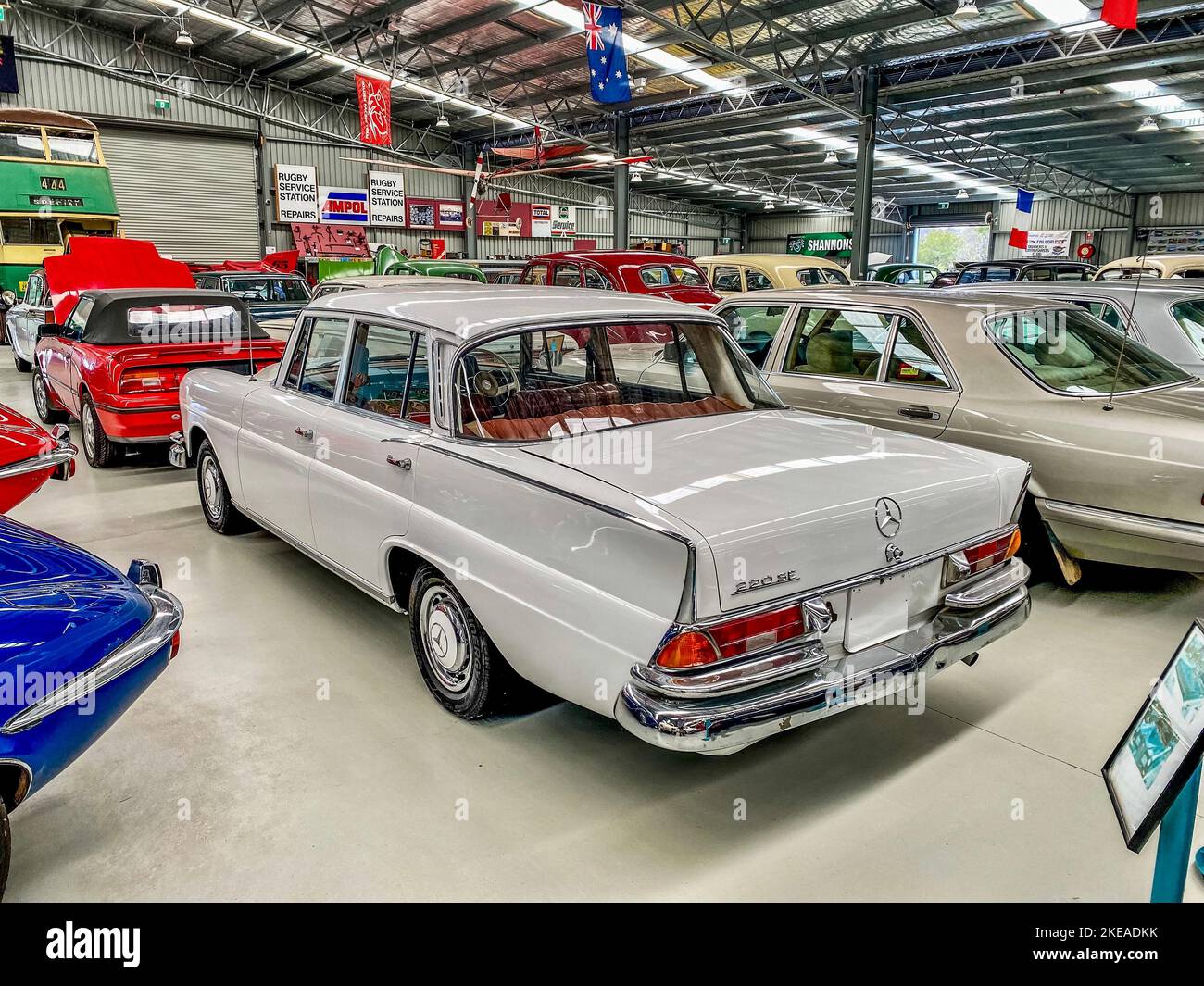 A white Mercedes Benz 220 Sedan on Display at the National Transport ...
