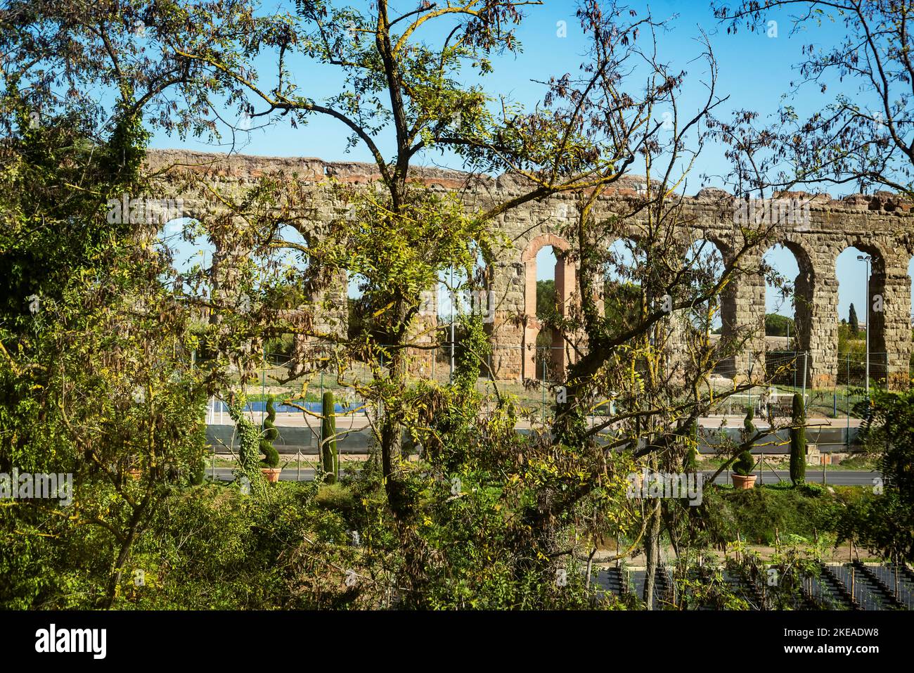 Ancient roman aqueduct ouside Rome, surrounded by trees Stock Photo - Alamy