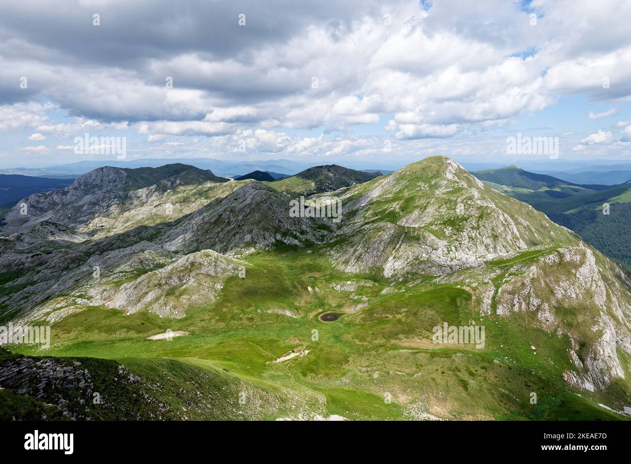 Zelengora mountains in Sutjeska National Park. Valley surrounded by ...