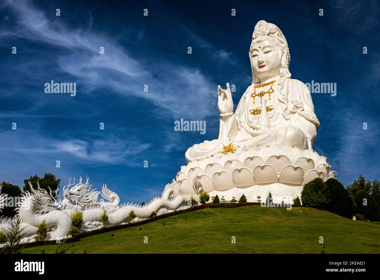 The immense white female Buddha at the Temple of Mercy (Guanyin) in ...