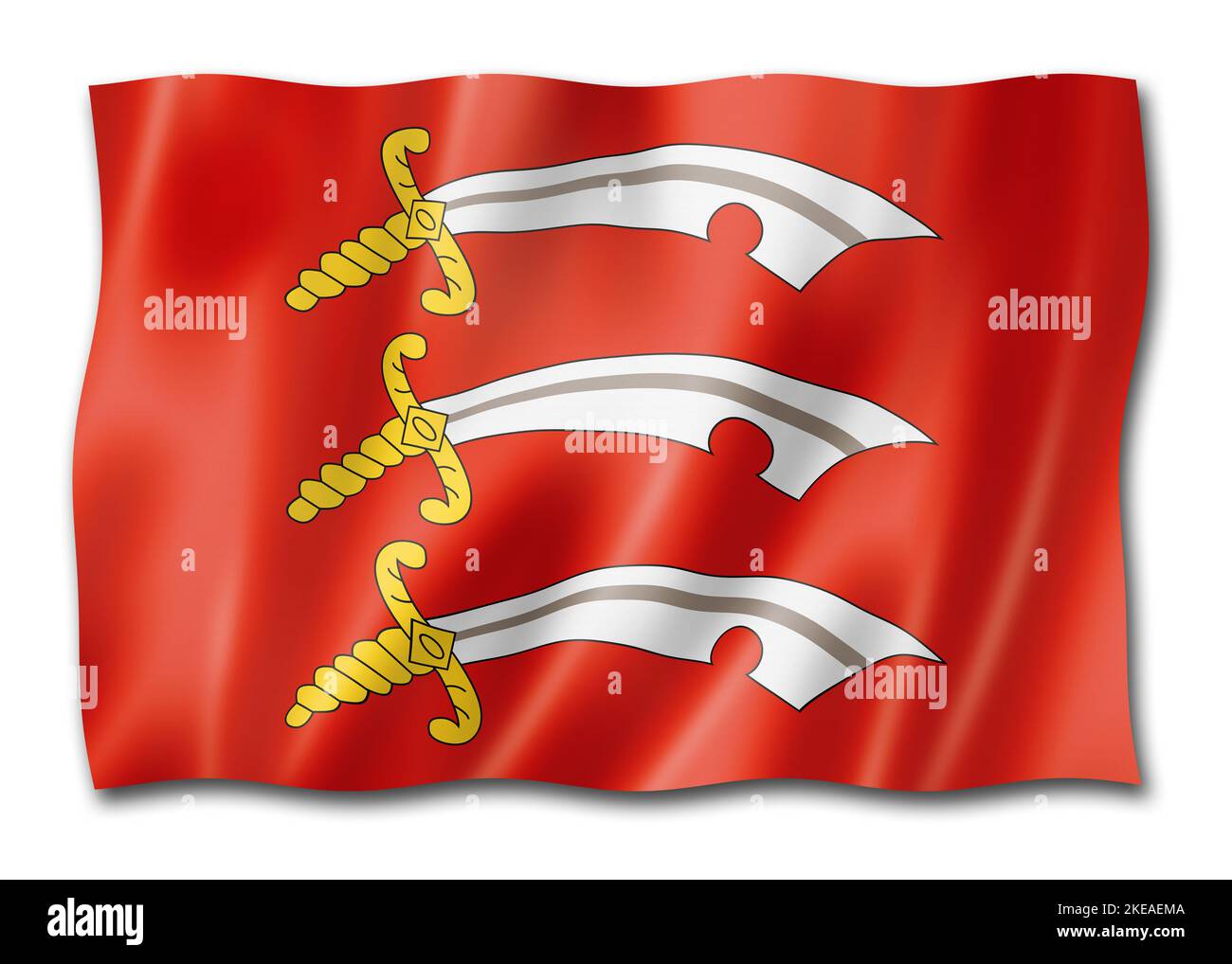Essex County flag, United Kingdom waving banner collection. 3D ...