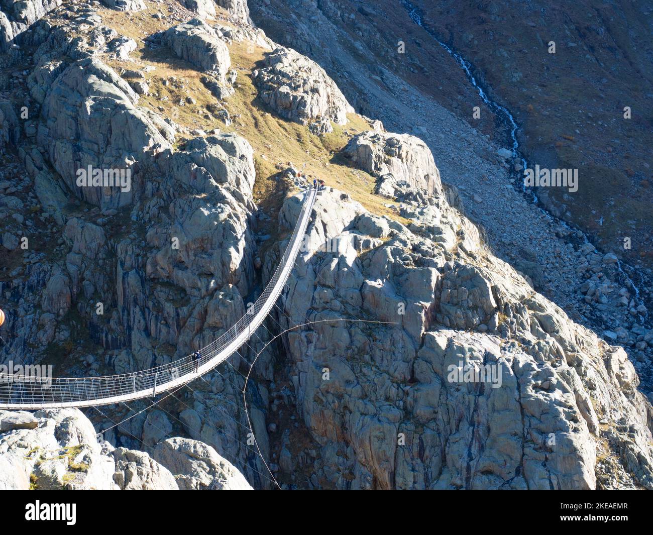 Trift, Switzerland - October 18th 2022: Spectacular rope bridge ...