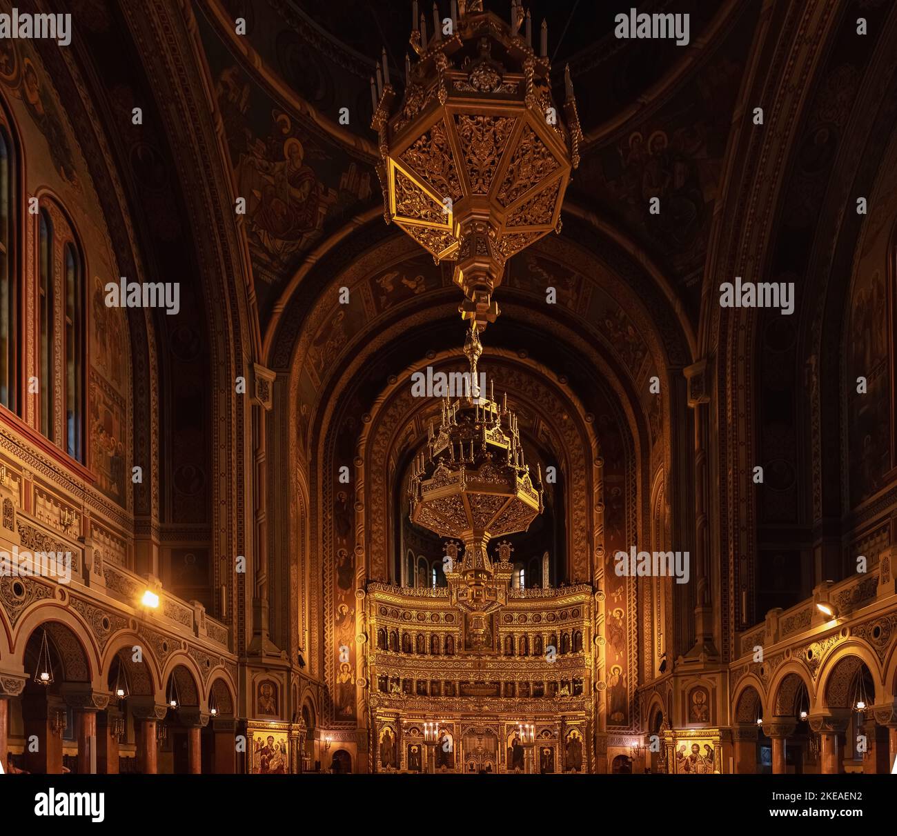 Orthodox Metropolitan Cathedral interiors are full of various styles ...