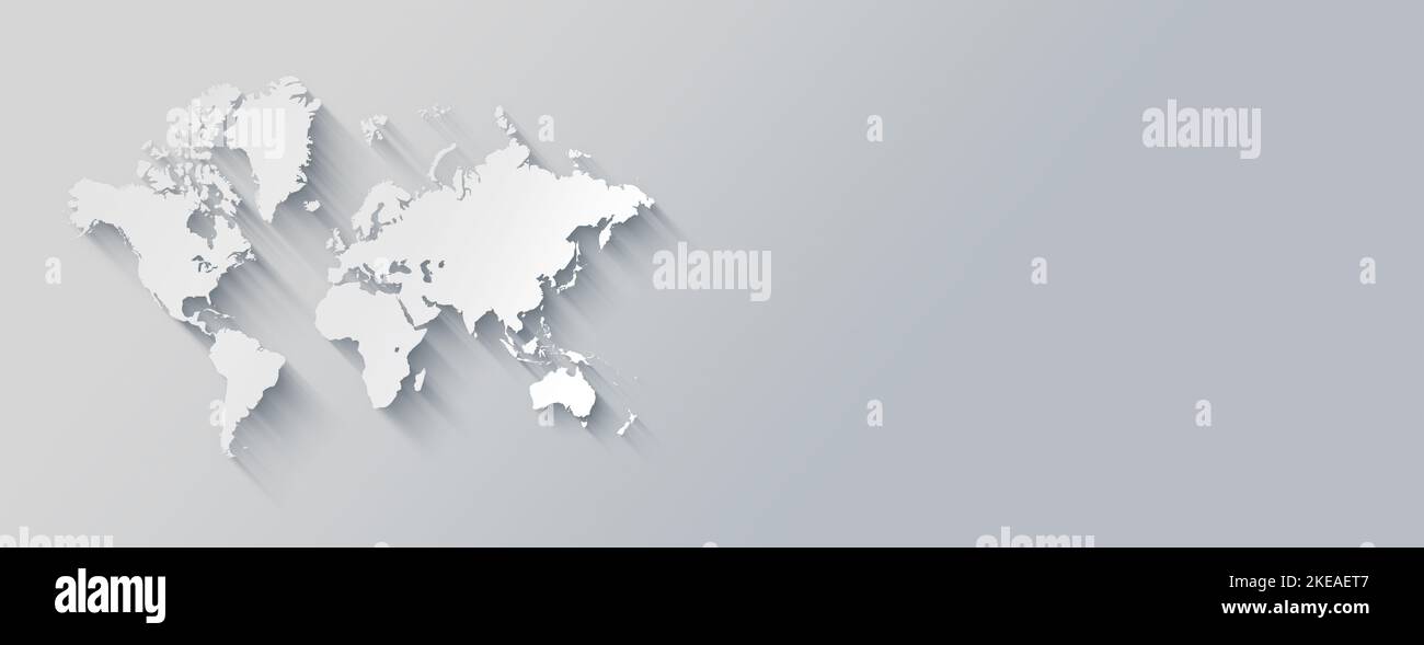 World map illustration isolated on a white background. Horizontal ...