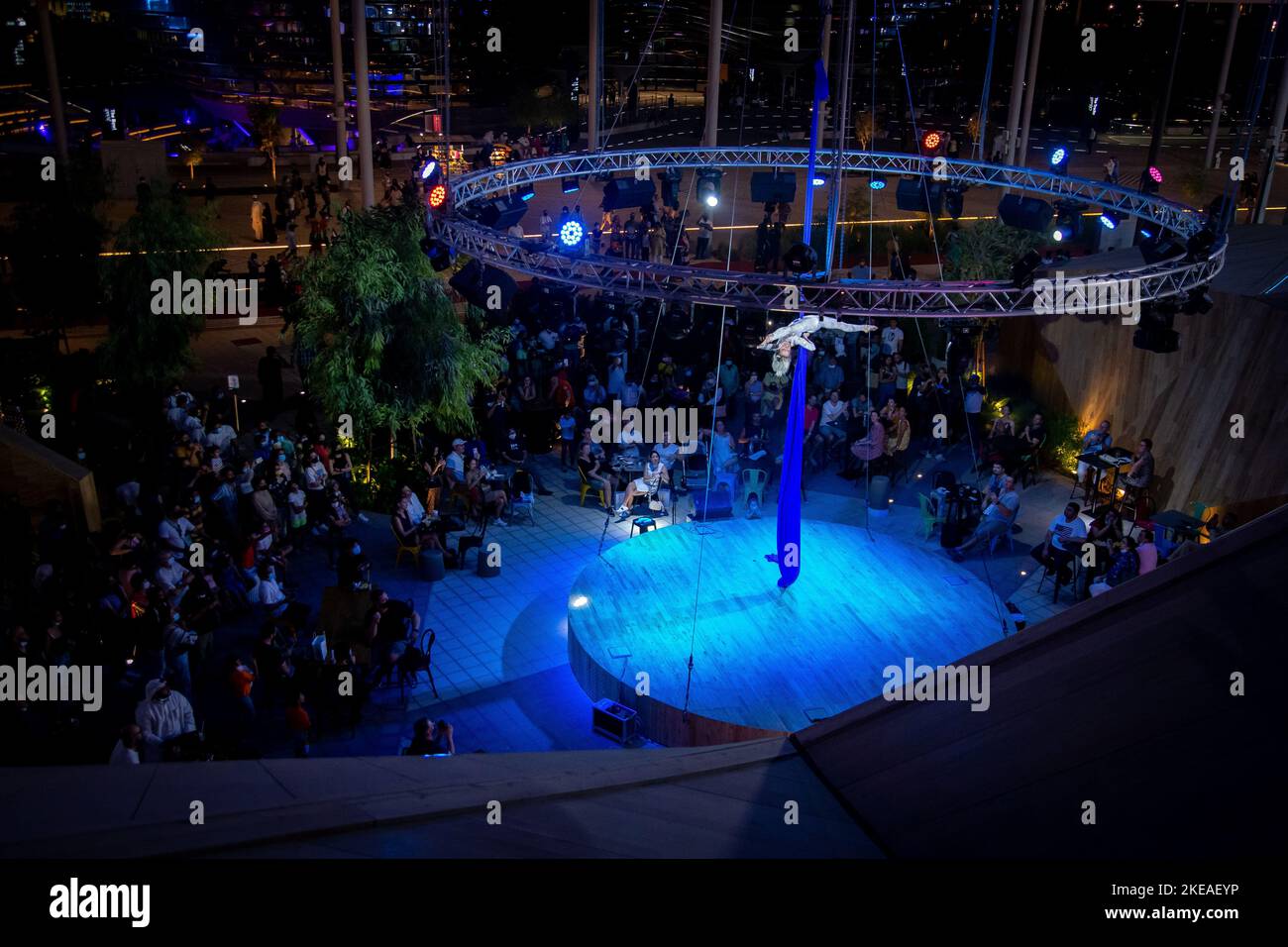 at night woman on rope performing Stock Photo - Alamy