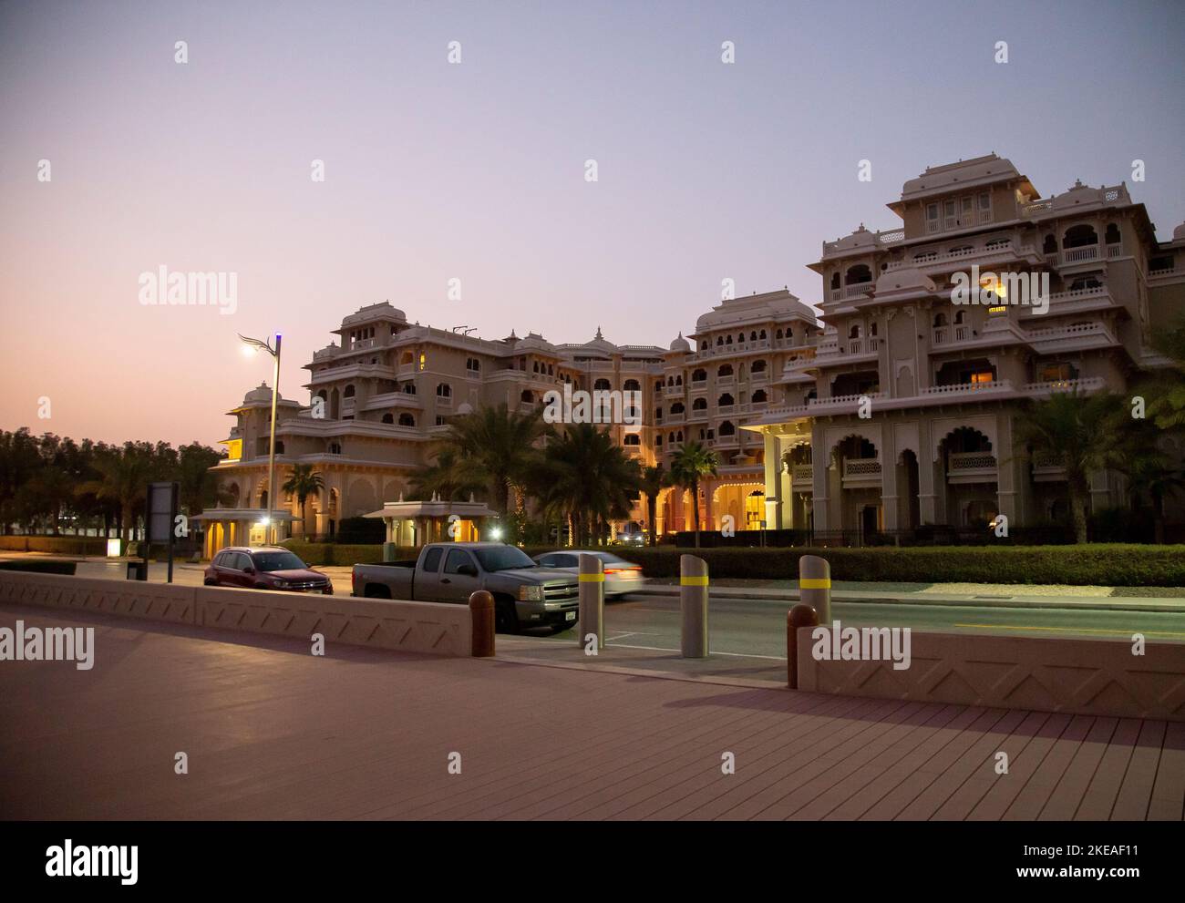 building at sunset with lights Stock Photo - Alamy
