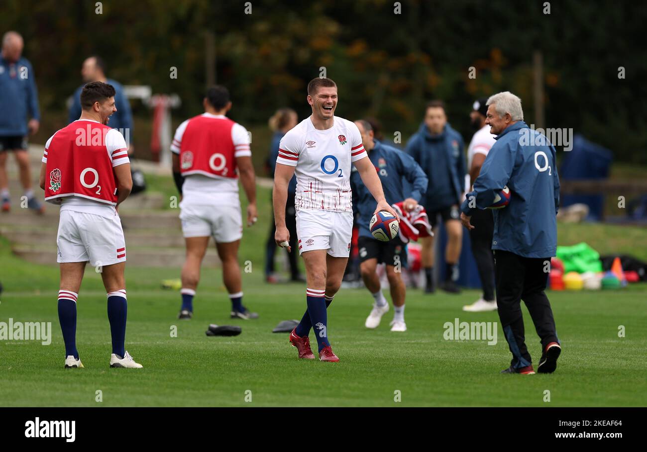 England's Owen Farrell (centre) during a media session at the Honda ...