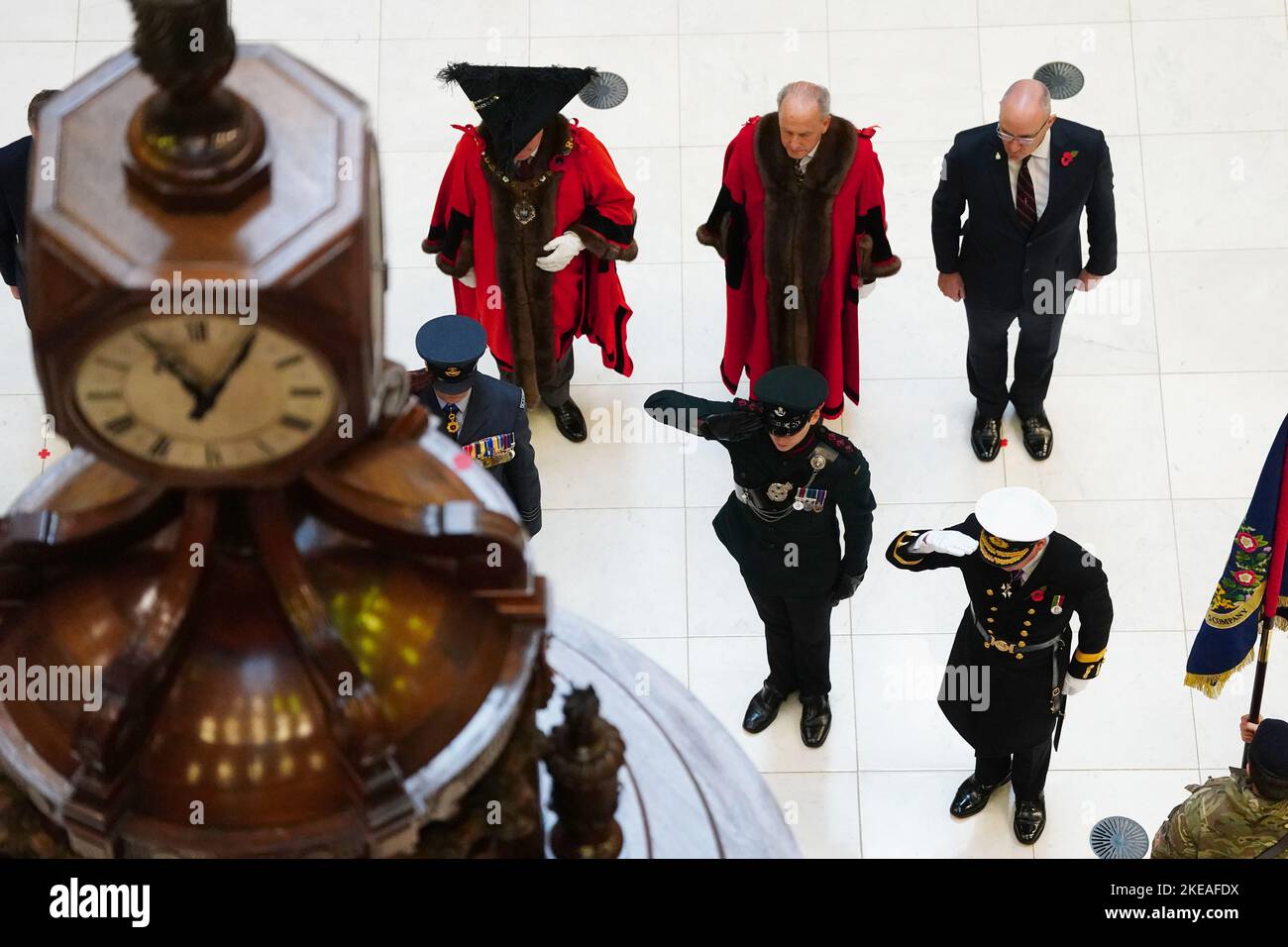 City workers at a Remembrance Day ceremony at Lloyd's of London, in the ...