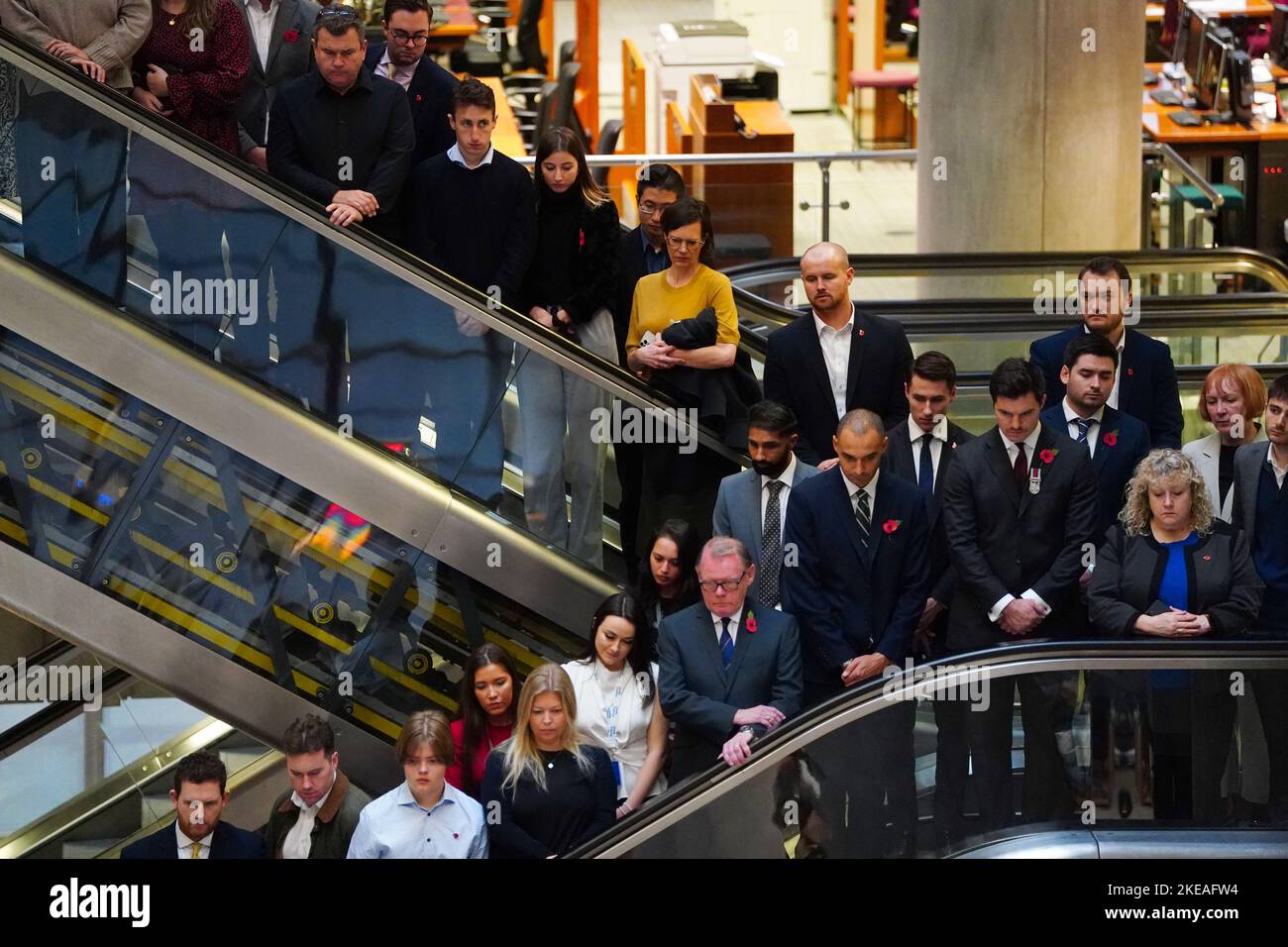 City workers at a Remembrance Day ceremony at Lloyd's of London, in the ...