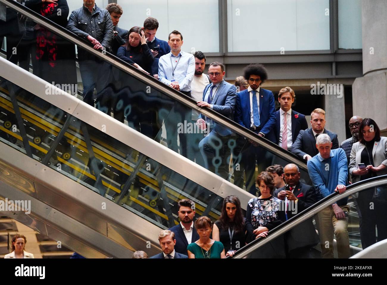 City workers at a Remembrance Day ceremony at Lloyd's of London, in the ...