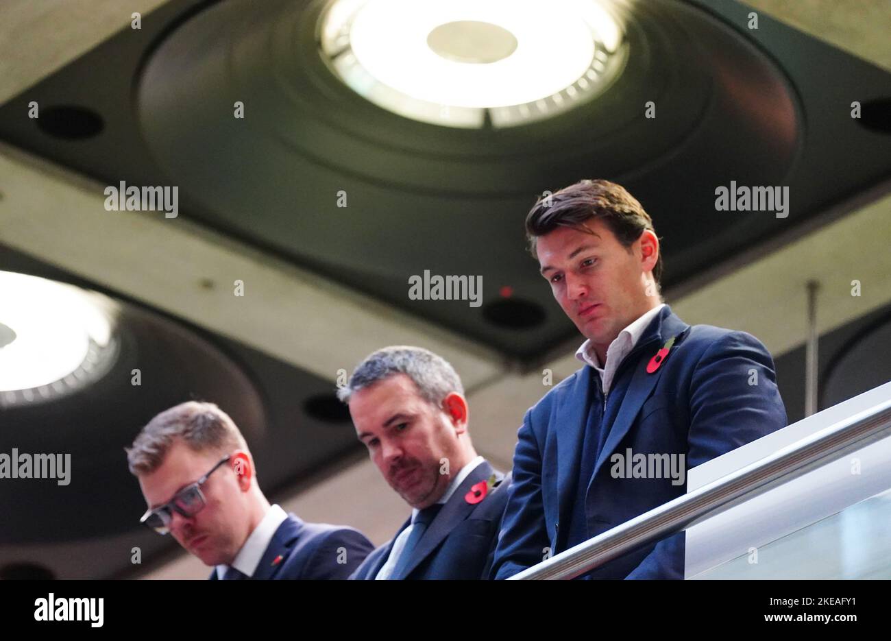 City workers at a Remembrance Day ceremony at Lloyd's of London, in the ...