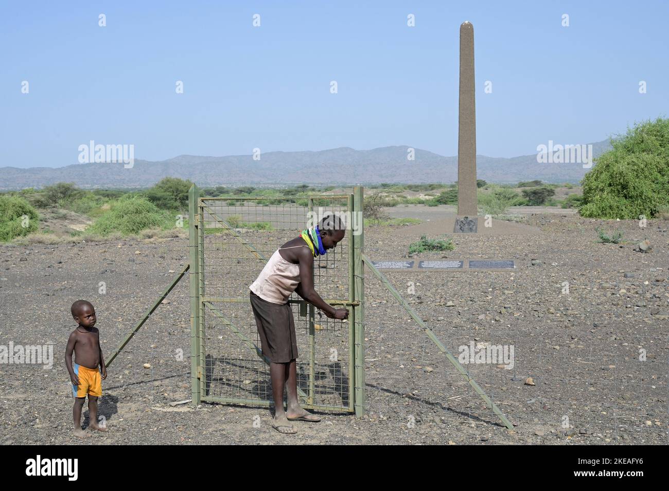 KENYA, Turkana, village Nariokotome, excavation site of Turkana Boy ...