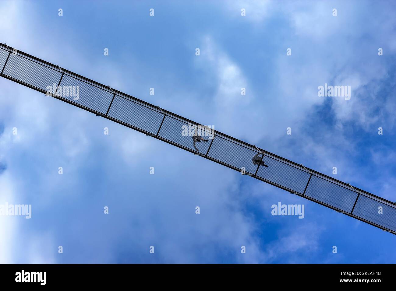Angle view of the Ehrenberg suspension bridge, highline 179, Tyrol ...