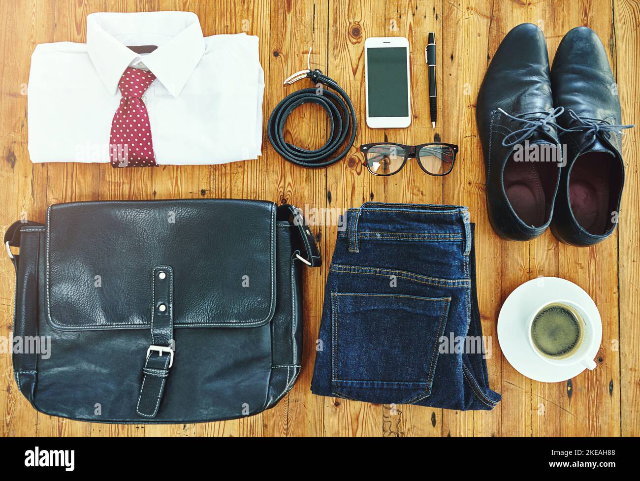 Ready to go on that business trip. a businessmans essentials laid out ...