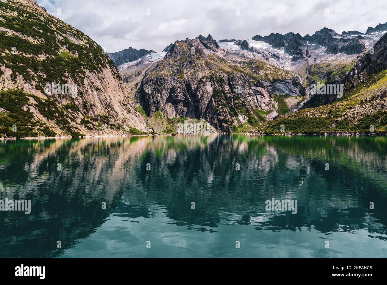 Panoramic view of the Gelmer reservoir in Switzerland Stock Photo - Alamy
