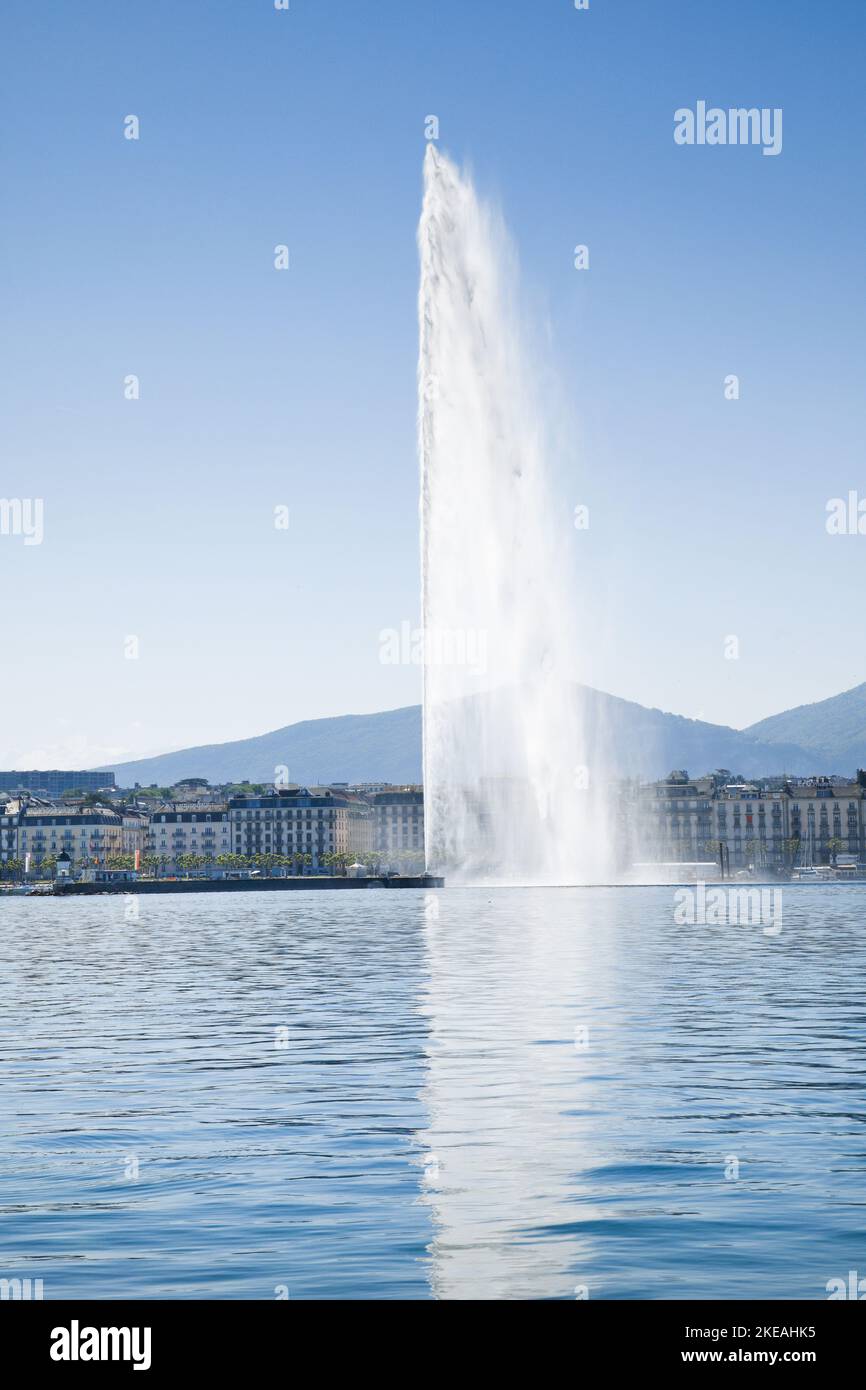 Jet d'eau, landmark of the Lake Geneva, Switzerland, Kanton Genf ...