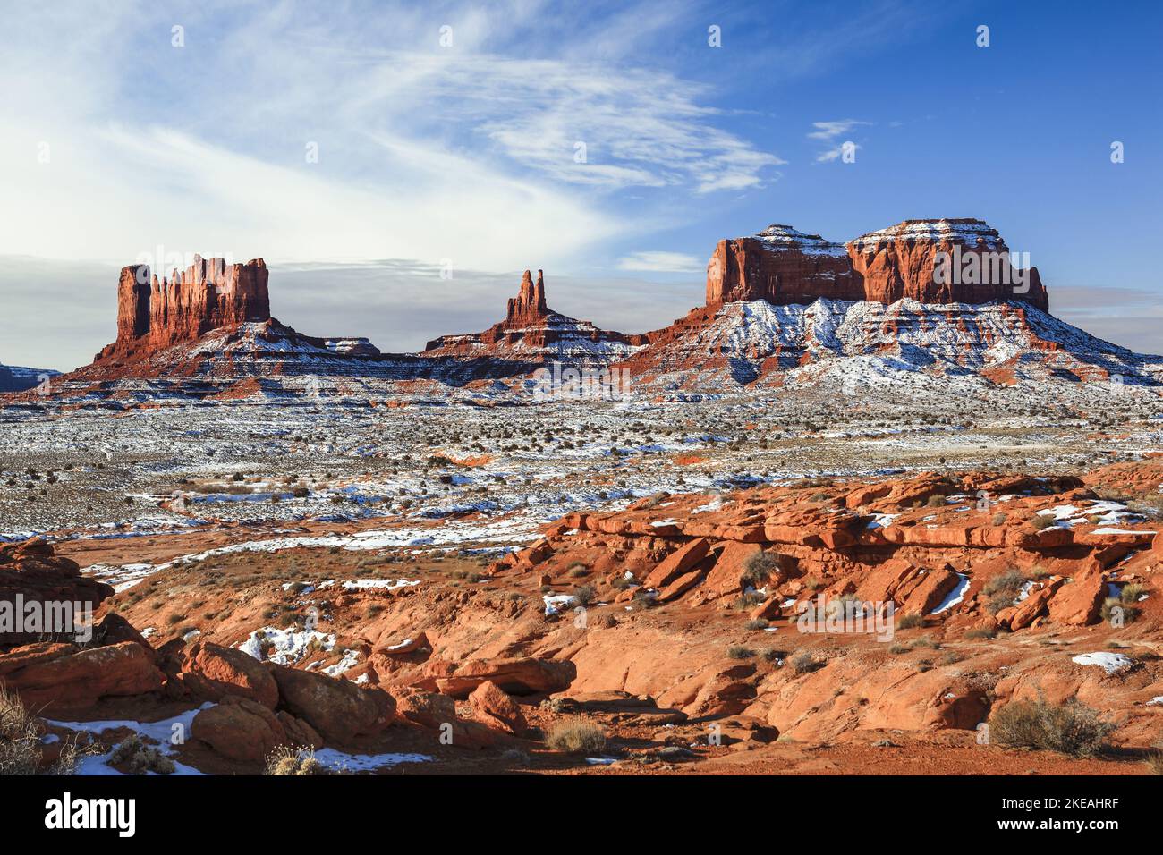 Monument Valley in winter, USA, Utah, Monument Valley National Park ...