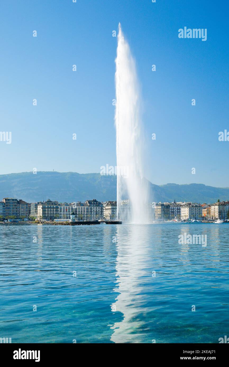 Jet d'eau, landmark of the Lake Geneva, Switzerland, Kanton Genf ...
