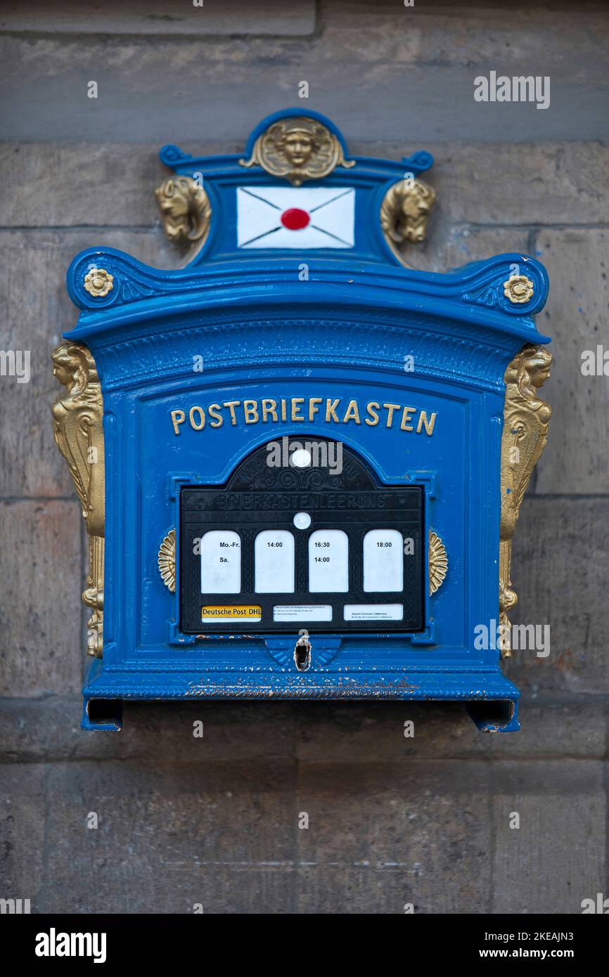 historic post box at the town hall, Germany, Thueringen, Erfurt Stock ...