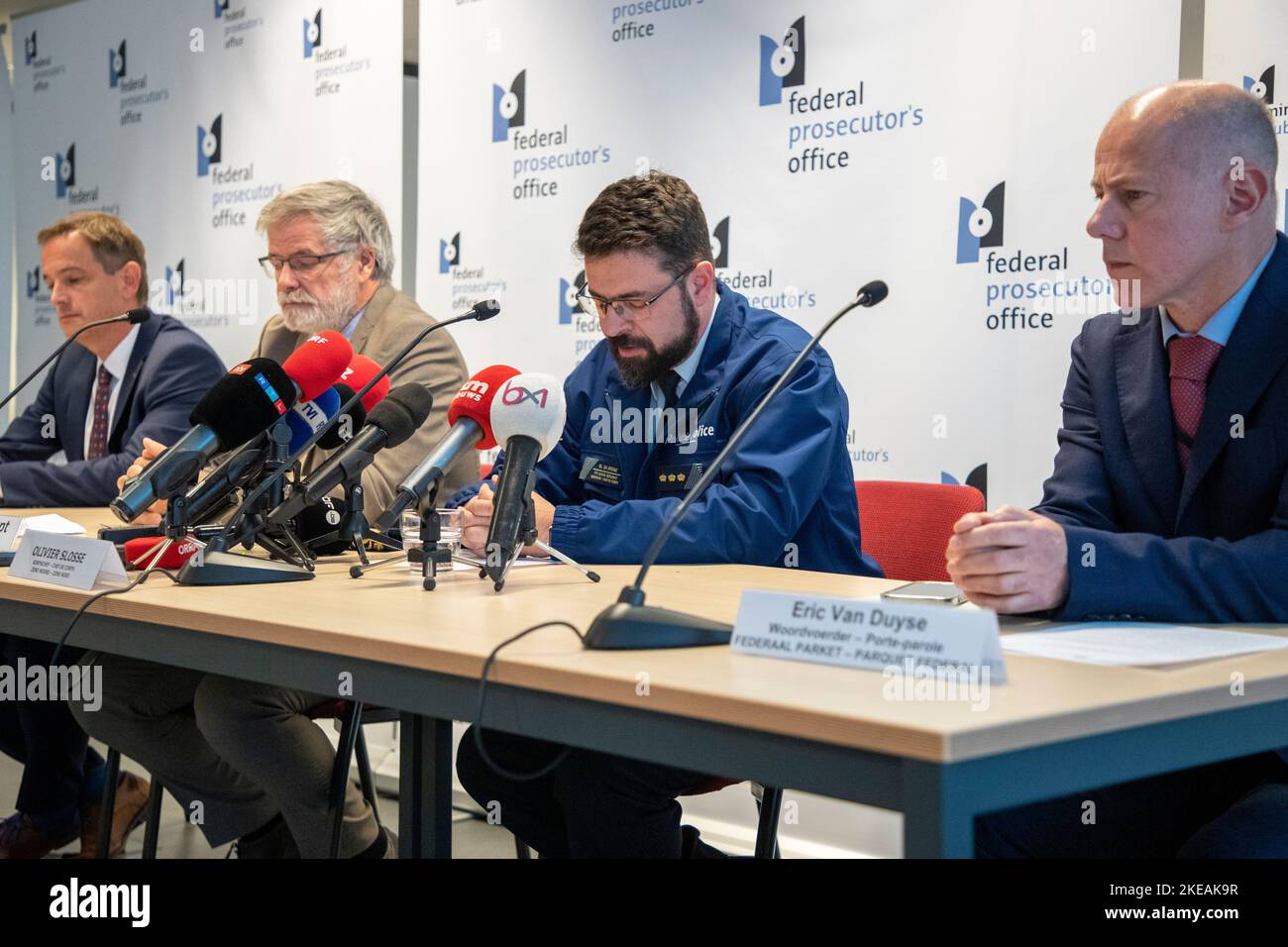 Brussel Prosecutor Tim De Wolf, Federal magistrate Eric Van der Sypt ...