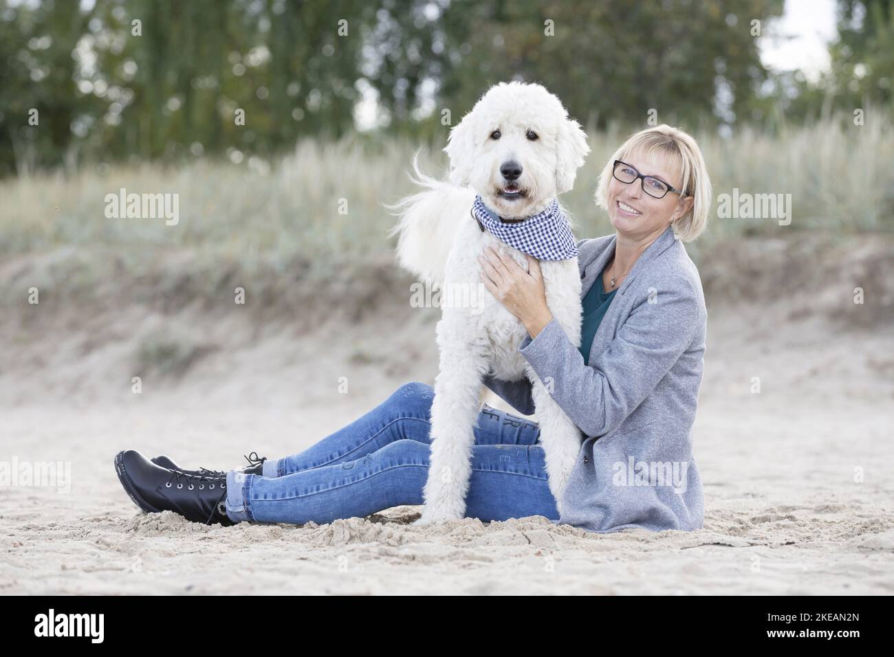 woman and Labradoodle Stock Photo - Alamy