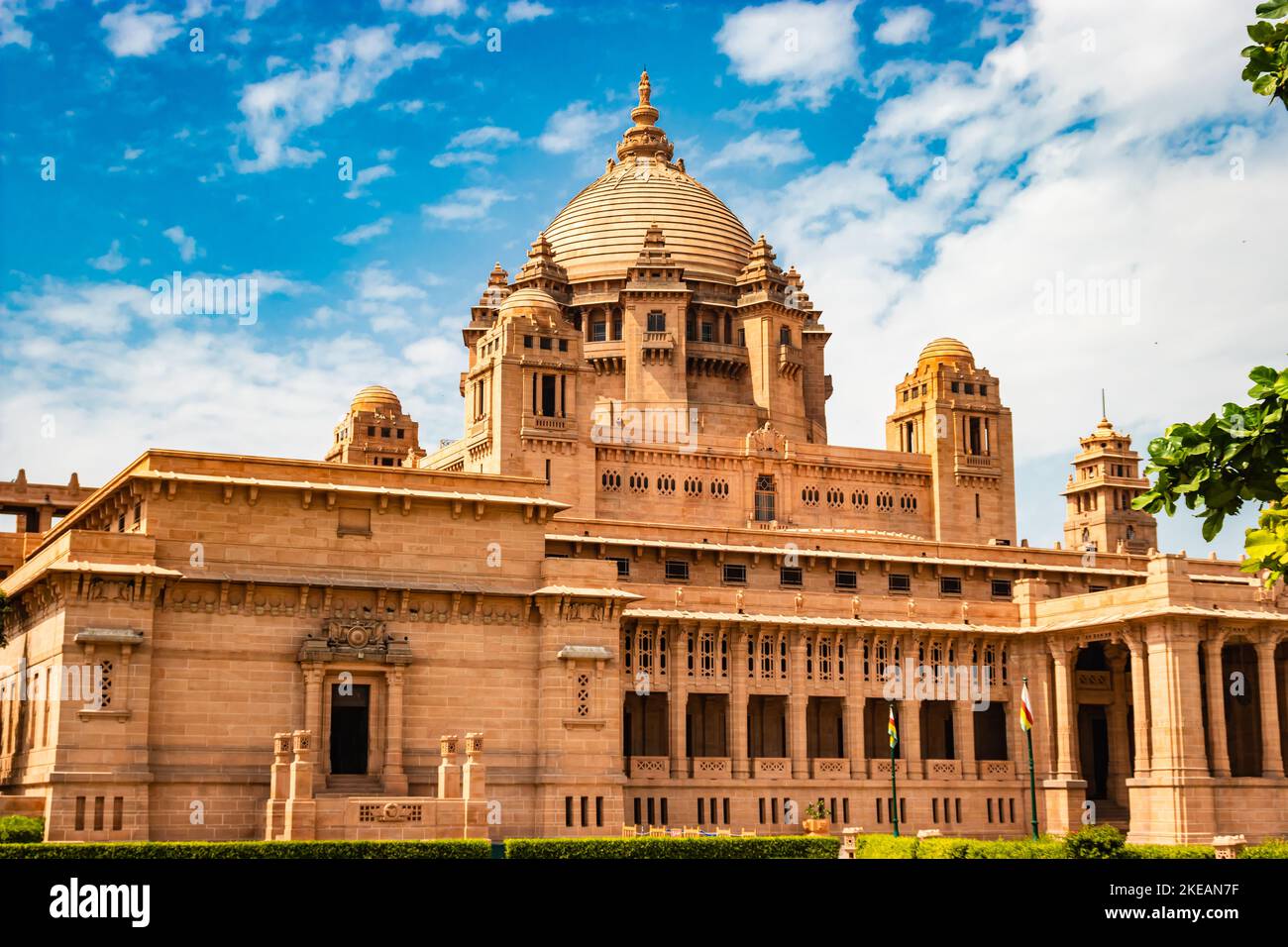 heritage king place with dramatic bright blue sky from flat angle image ...