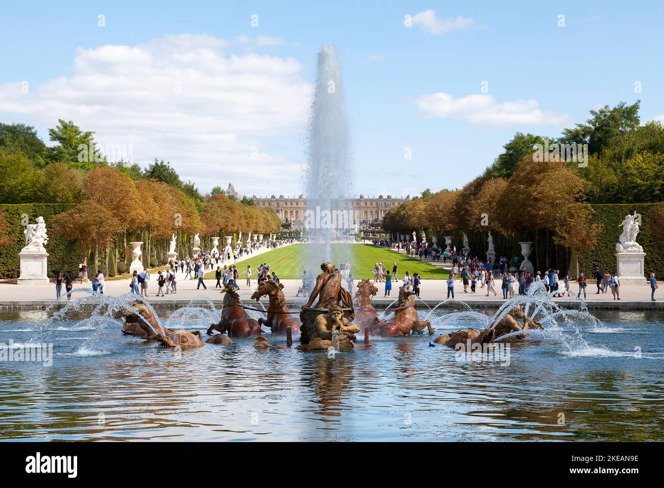 Versailles, France - August 20 2017: The Apollo Fountain is a gilded ...