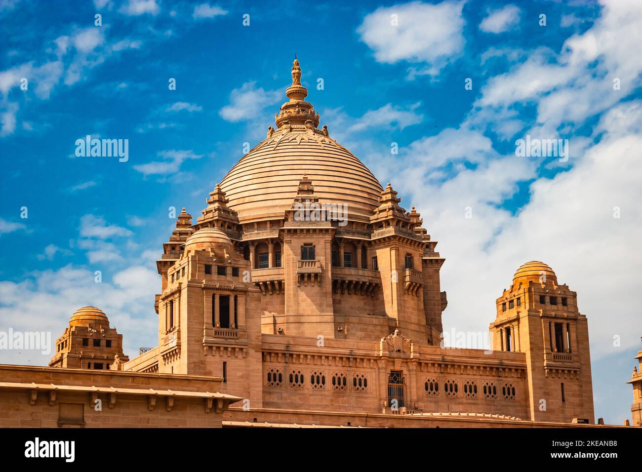 heritage king place with dramatic bright blue sky from flat angle image ...