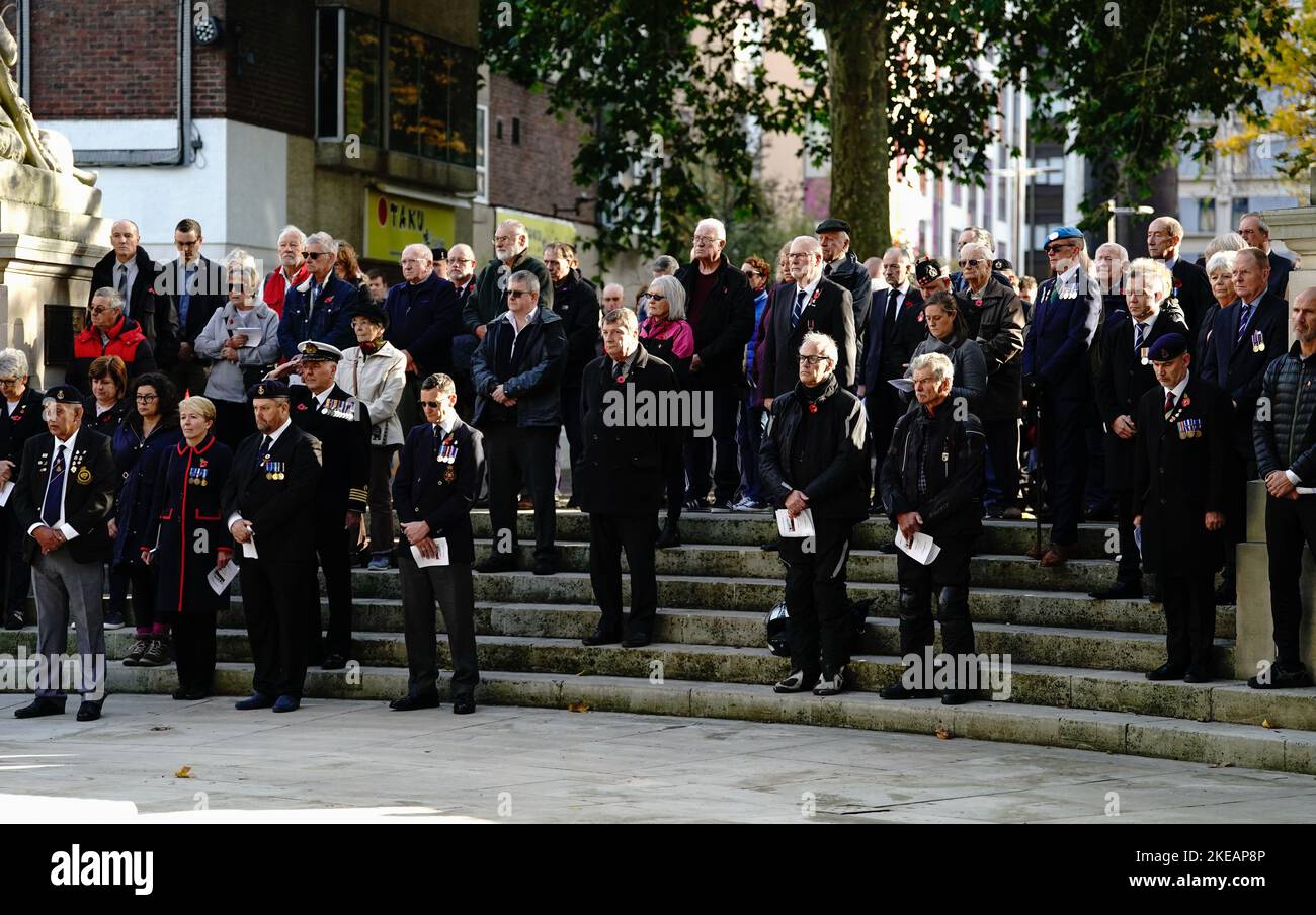 Veterans and members of the public take part in an Armistice Day ...