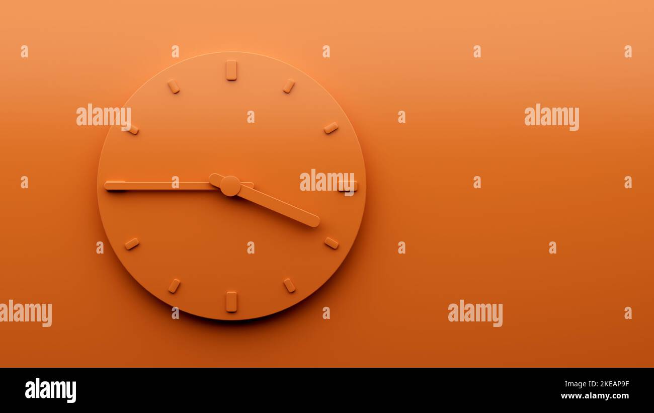 Minimal Orange clock 3:45 o clock quarter to Four abstract Minimalist ...