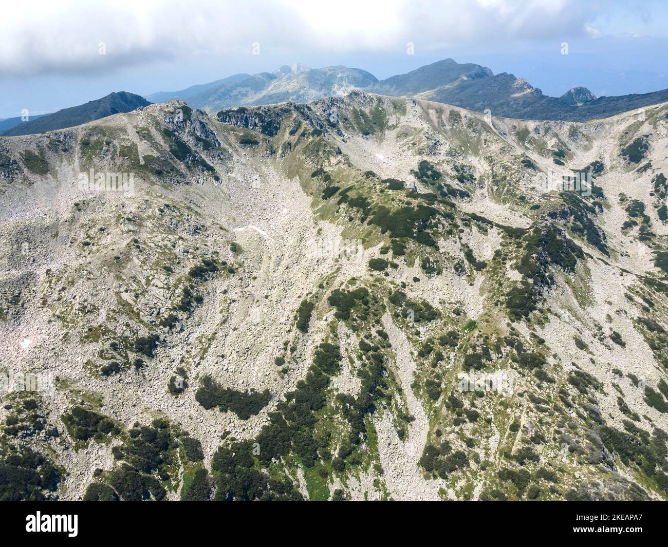 Amazing Aerial landscape of Pirin Mountain near Fish Banderitsa lake ...
