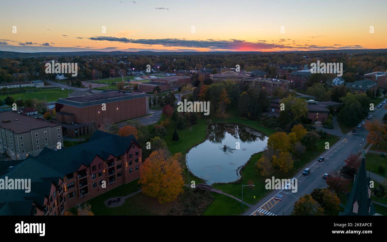 An aerial drone photo of the Mount Allison University Campus and all ...