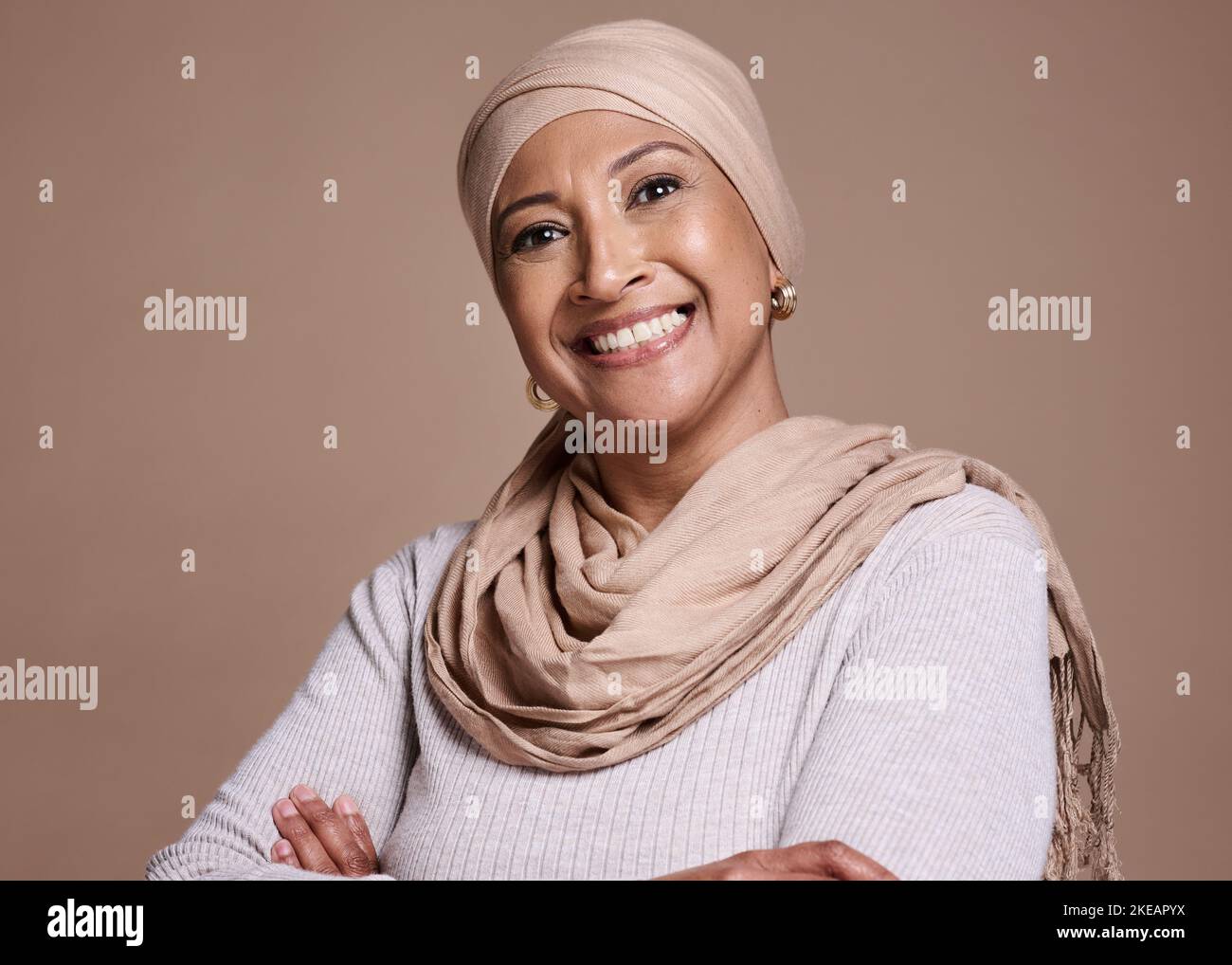 Hijab, woman and smile portrait of an islamic model with beauty ...