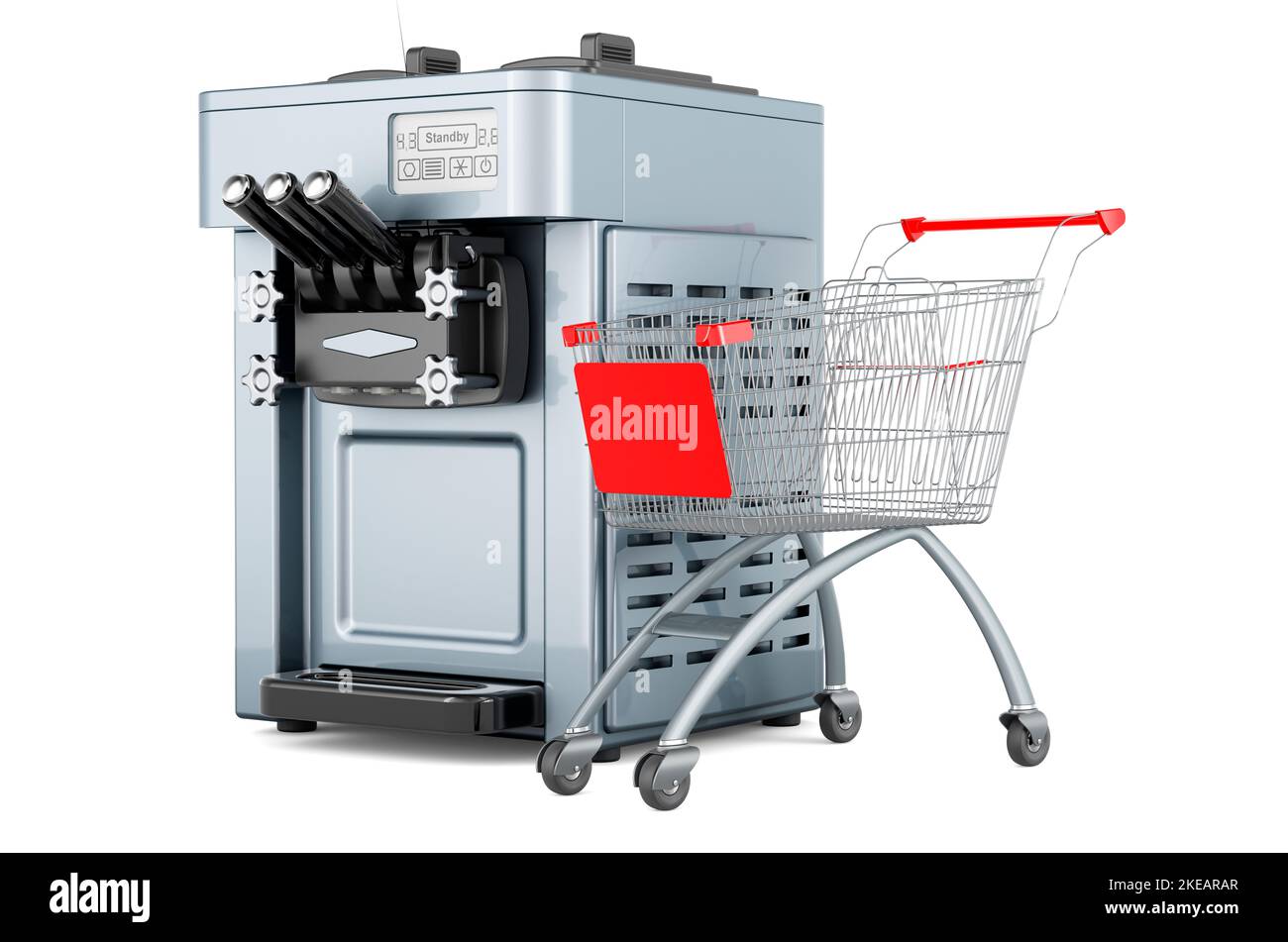 Shopping cart with commercial ice cream machine, 3D rendering isolated on white background Stock ...