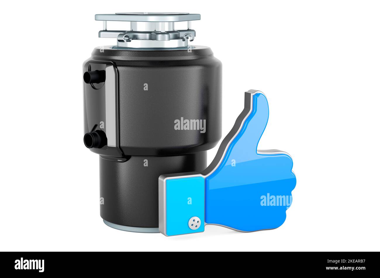 Garbage disposal unit with like icon, 3D rendering isolated on white ...