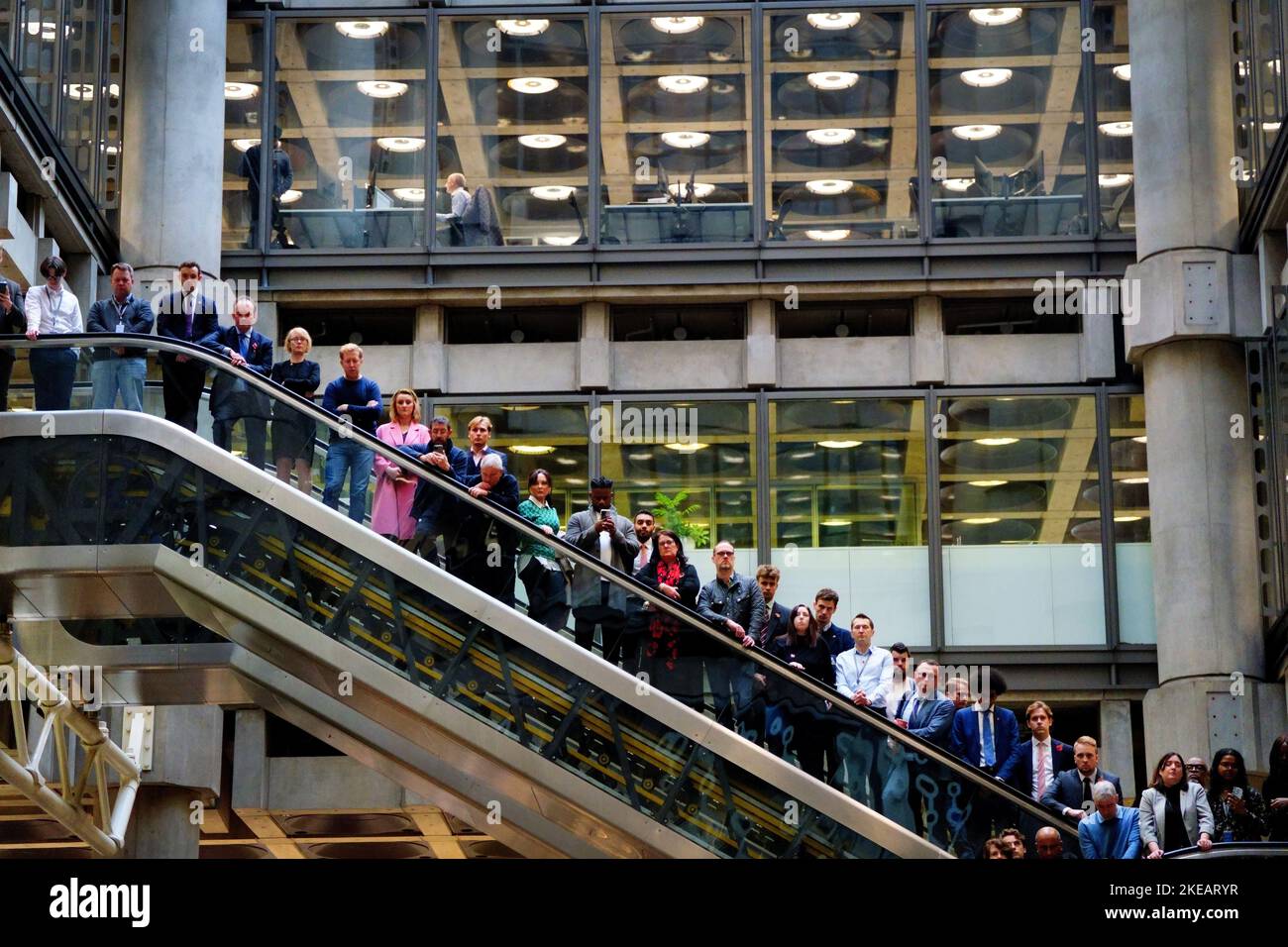 City workers at a Remembrance Day ceremony at Lloyd's of London, in the ...