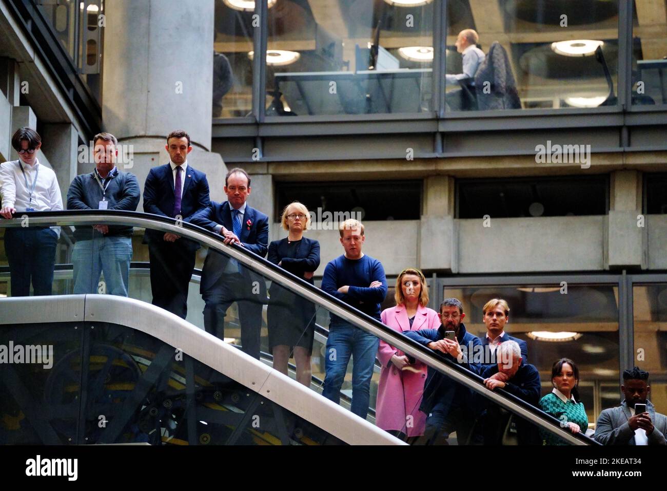 City workers at a Remembrance Day ceremony at Lloyd's of London, in the ...
