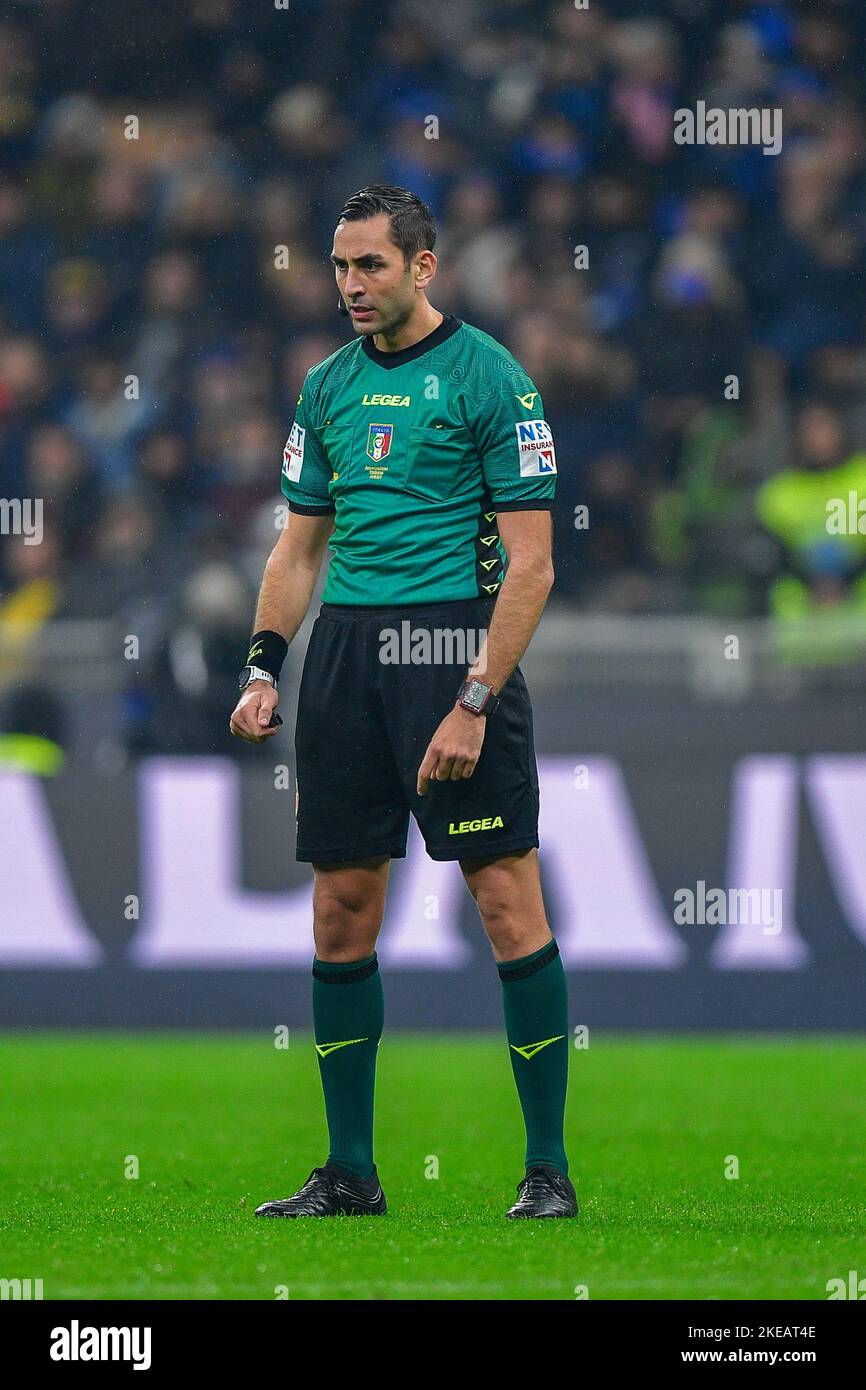 Milano, Italy. 09th, November 2022. Referee Andrea Colombo seen in the ...