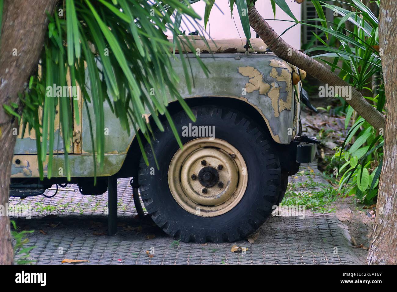 An old jeep in the yard (Land rover from the time of French ...